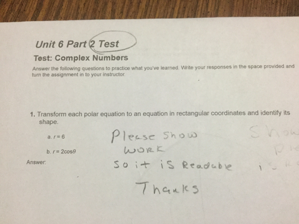 Solved Unit 6 Part 2 Test Test: Complex Numbers Answer the | Chegg.com