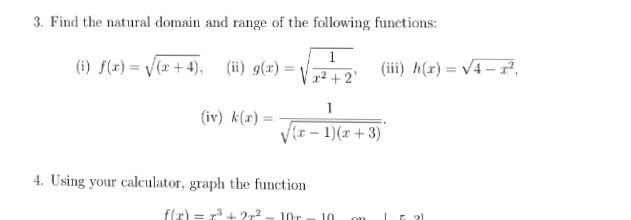Solved Kind the natural domain and range of the following | Chegg.com Solved Kind the natural domain and range of the following | Chegg.com