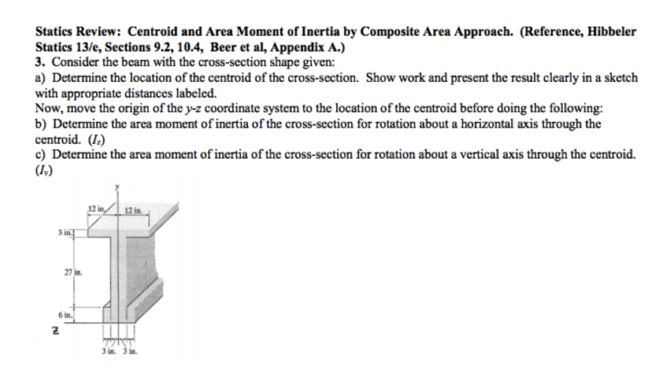Solved Statics Review: Centroid and Area Moment of Inertia | Chegg.com