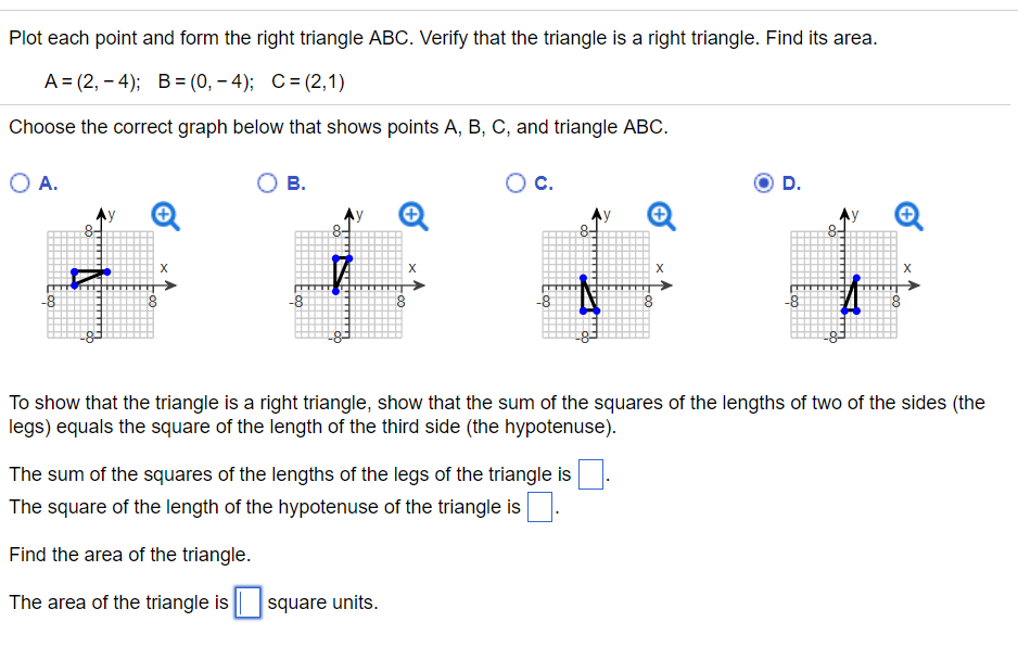 Solved Plot each point and form the right triangle ABC. | Chegg.com