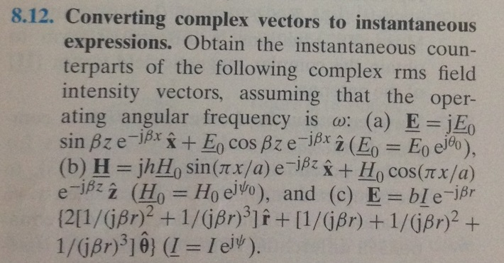 Converting complex vectors to instantaneous | Chegg.com