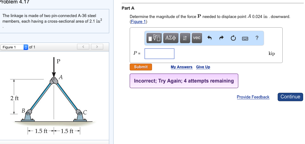 Solved The linkage is made of two pin-connected A-36 steel | Chegg.com