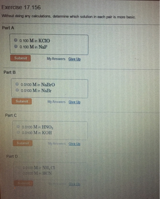 Solved Without any calculations, determine which solution in | Chegg.com