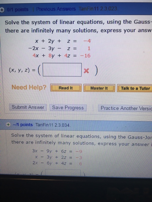 Solved Solve the system of linear equations, using the | Chegg.com