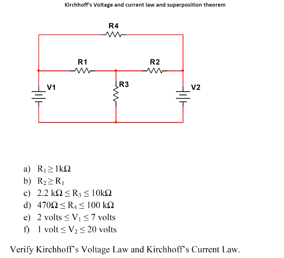 Solved Kirchhoff's Voltage and current law and superposition | Chegg.com