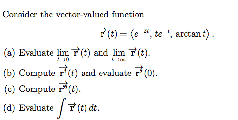 Solved Consider the vector-valued function r vector(t) = | Chegg.com