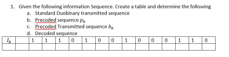 Solved 1. Given the following information Sequence. Create a | Chegg.com