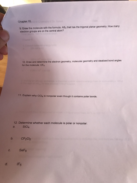 Solved Draw the molecule with the formula AB3 that has the | Chegg.com