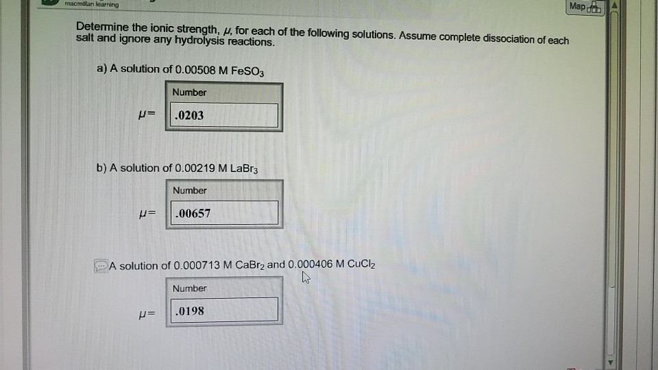 Solved Map Determine the ionic strength, u, for each of the | Chegg.com