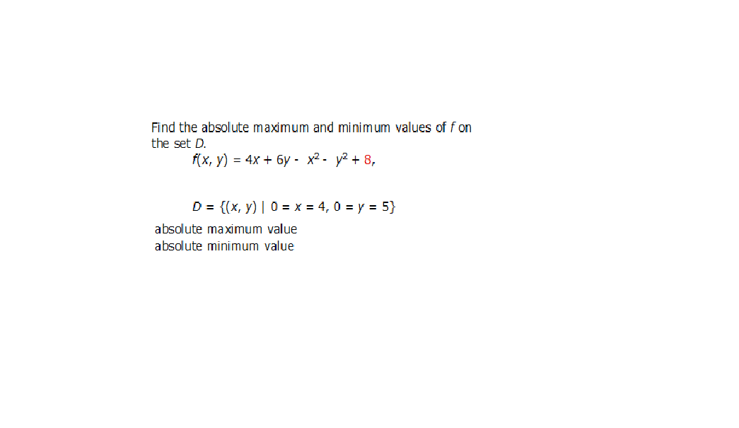 Solved Find the absolute maximum and minimum values of f on | Chegg.com