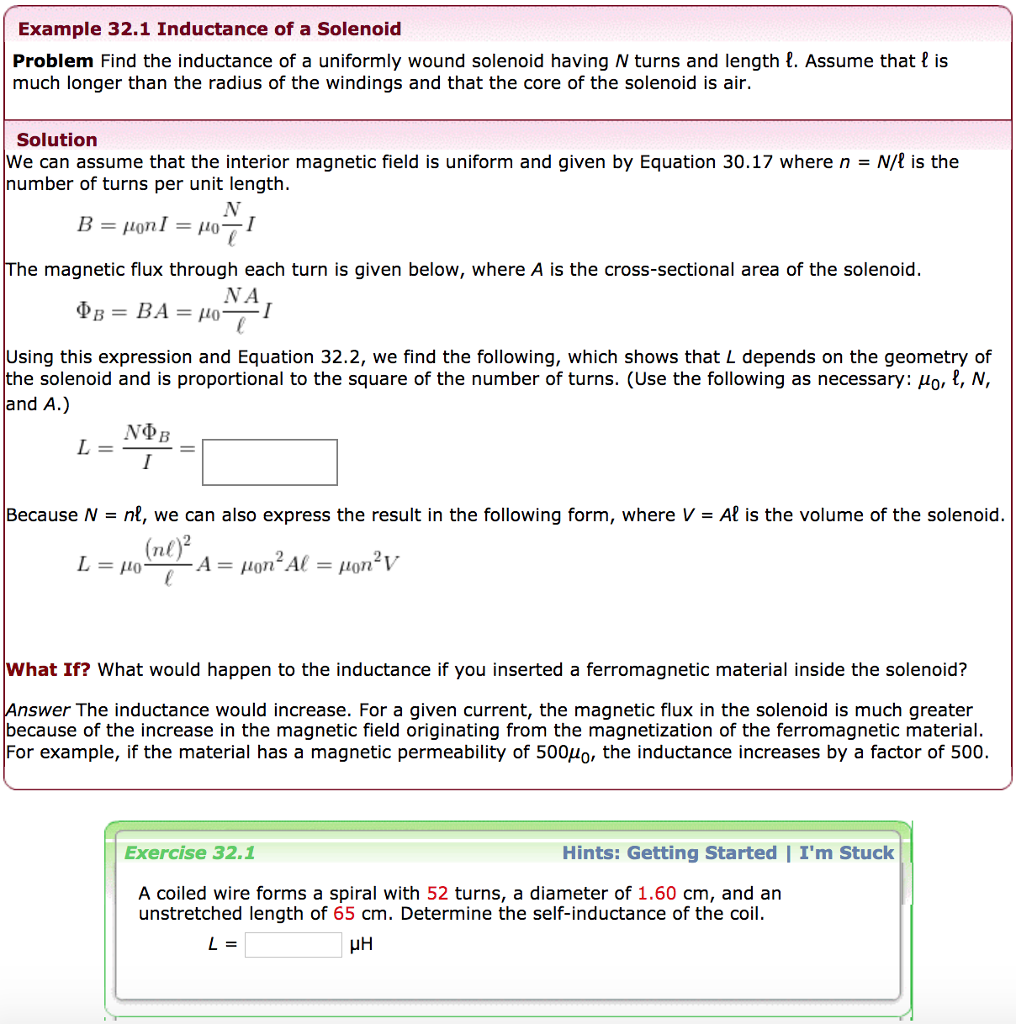 Solved Example 32 1 Inductance Of A Solenoid Problem Find