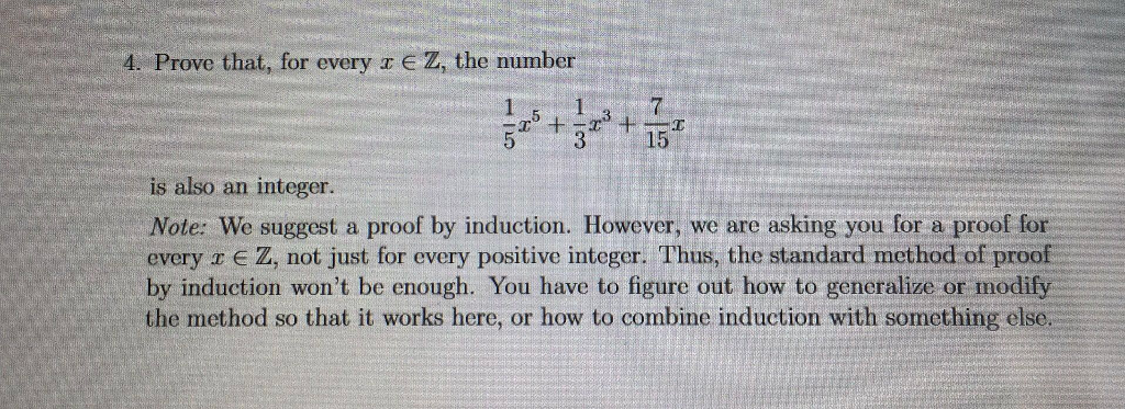 Solved Prove that, for every x elementof Z, the number 1/5 | Chegg.com