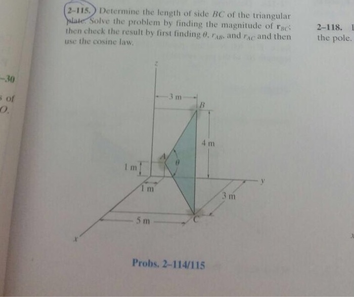 Solved Determine the length of side BC of the triangular | Chegg.com