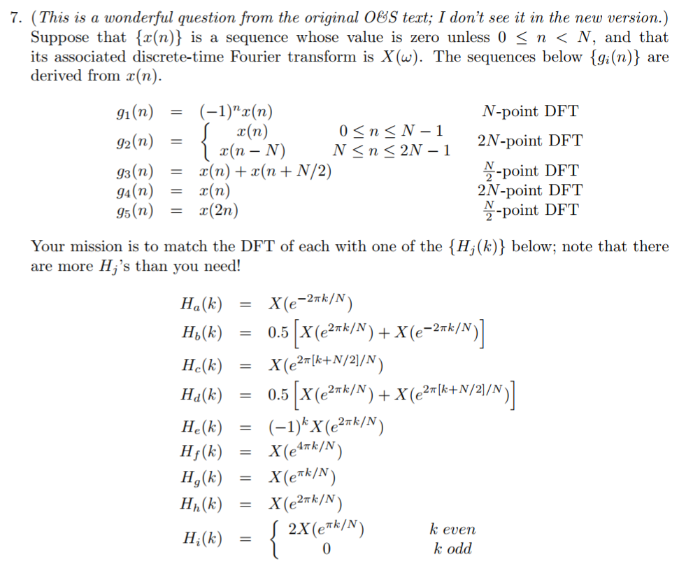 Solved 7. This is a wonderful question from the original oes | Chegg.com