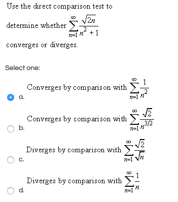 Solved Use the direct comparison test to determine whether | Chegg.com