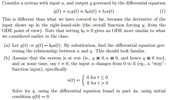 Consider a system with input u. and output y governed | Chegg.com