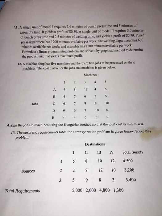 Solved A single unit of model 1 requires 2.4 minutes of | Chegg.com