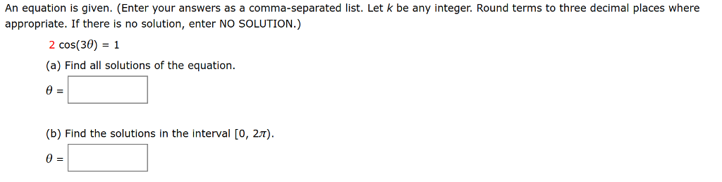 Solved An equation is given. (Enter your answers as a | Chegg.com