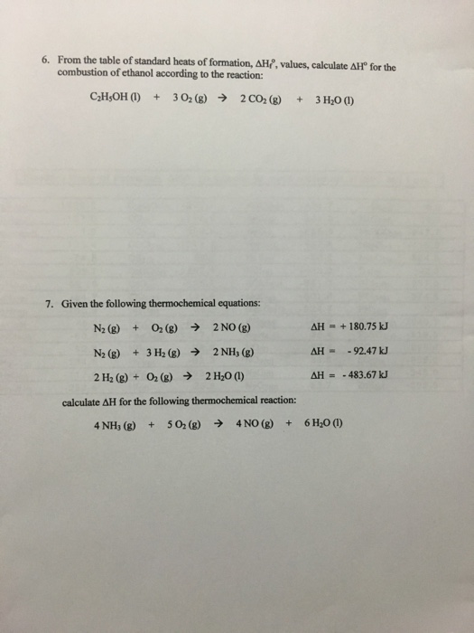 Solved From the table of standard heats of formation, Delta | Chegg.com