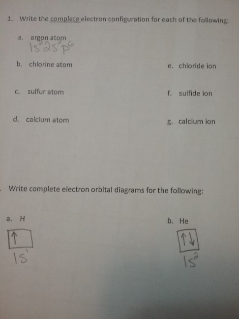 Solved 1 Write The Complete Electron Configuration For Each