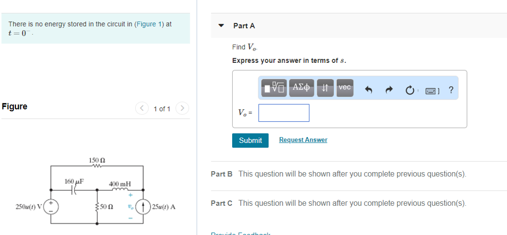 Solved There is no energy stored in the circuit in (Figure | Chegg.com