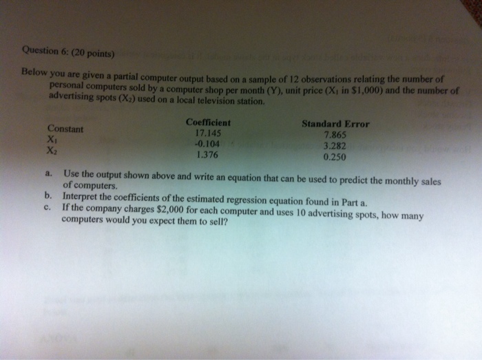 Solved Below you are given a partial computer output based | Chegg.com