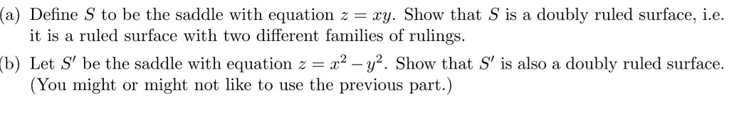 Solved (a) Define S to be the saddle with equation z - ry. | Chegg.com
