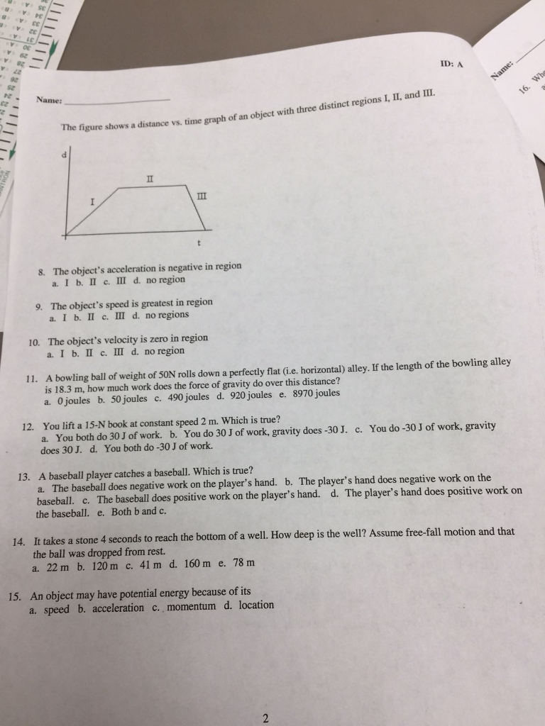 Solved The Figure Shows A Distance Vs Time Graph Of An