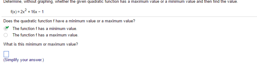 Solved Determine, without graphing, whether the given | Chegg.com