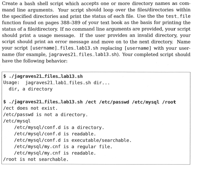 Solved Create a bash shell script which accepts one or more | Chegg.com