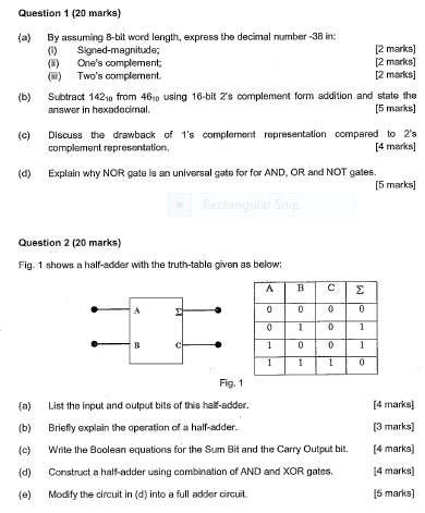 Solved Question 1 (20 marks) (a) By assuming 8-bit word | Chegg.com
