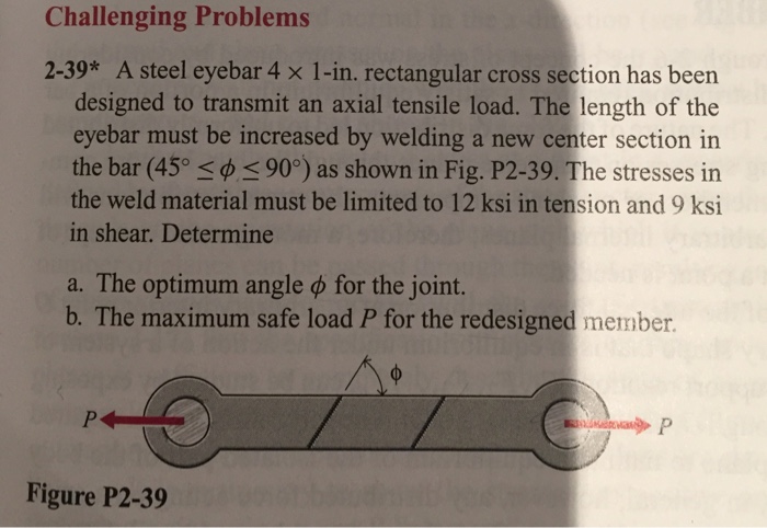 Solved A steel eyebar 4 x 1-in. rectangular cross section | Chegg.com