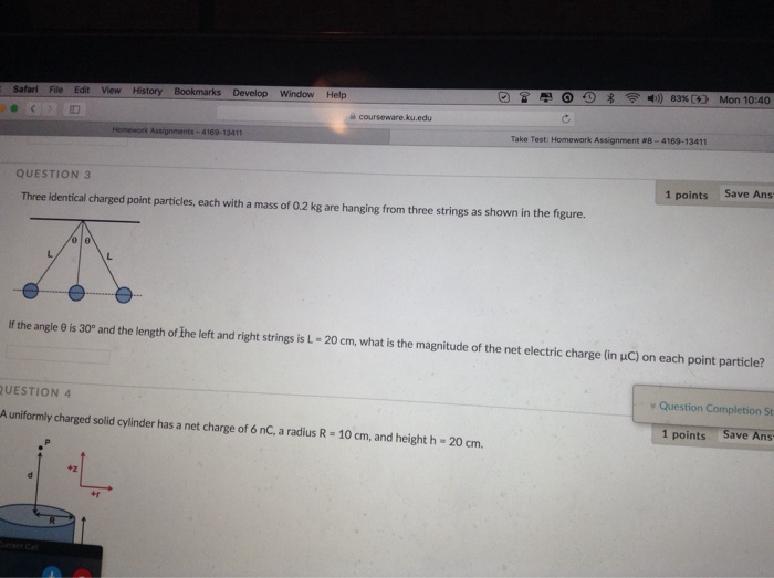 Solved Three identical charged point particles. each with a | Chegg.com