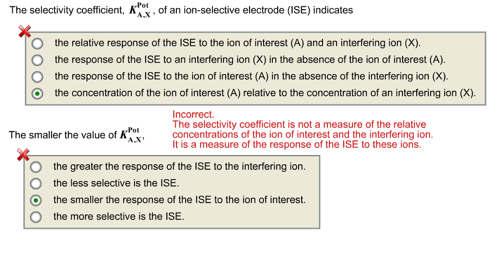Solved The selectivity coefficient, K^Pot_A.X, of an | Chegg.com