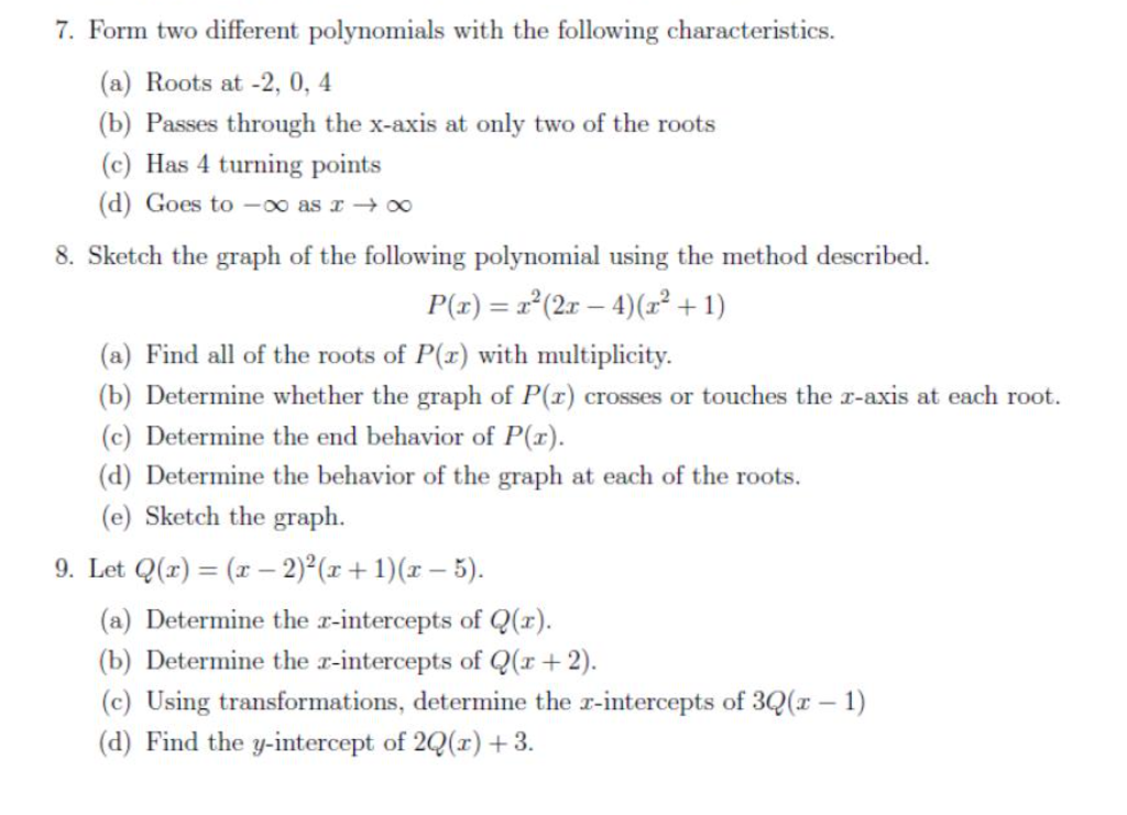 Solved 7. Form two different polynomials with the following | Chegg.com