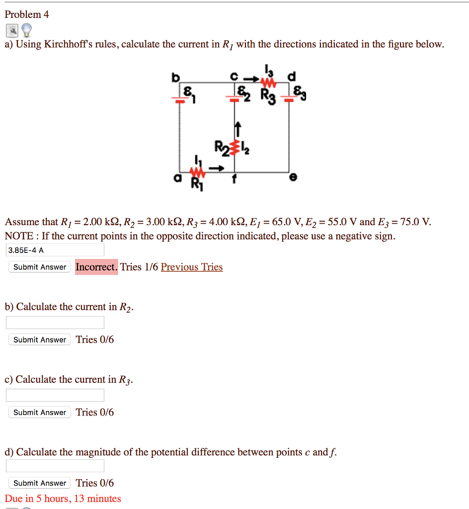 Solved Problem 4 A Using Kirchhoffs Rules Calculate The