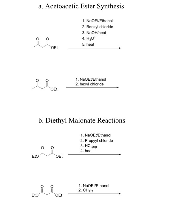 Solved a. Acetoacetic Ester Synthesis 1. NaOEt/Ethanol 2. | Chegg.com