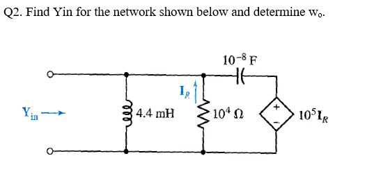 Solved Find Yin for the network shown below and determine | Chegg.com