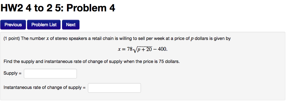 Solved HW2 4 to 2 5: Problem 4 Previous Problem List Next (1 | Chegg.com