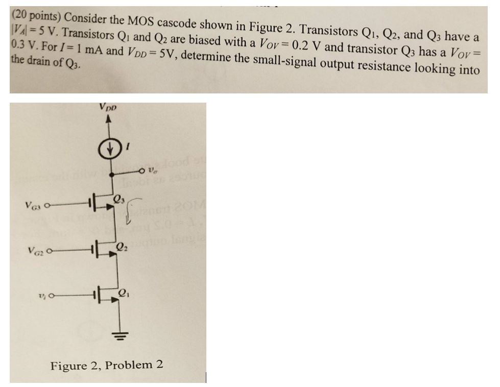 Solved (20 points) Consider the MOS cascode shown in Figure | Chegg.com