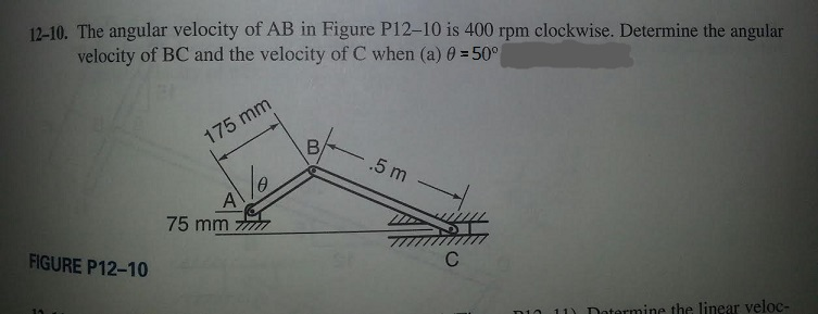 Solved The angular velocity of AB in Figure P12-10 is 400 | Chegg.com