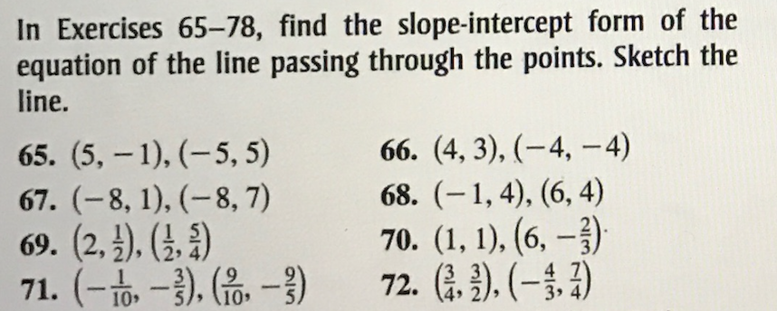 Slope Intercept Form Exercises
