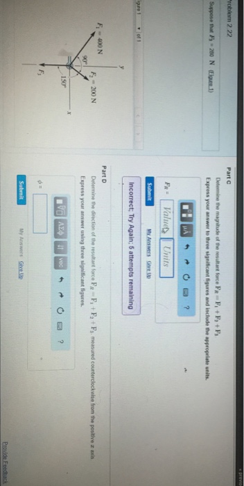 Solved Suppose that F_3 = 280 N. (Figure 1) Determine the | Chegg.com