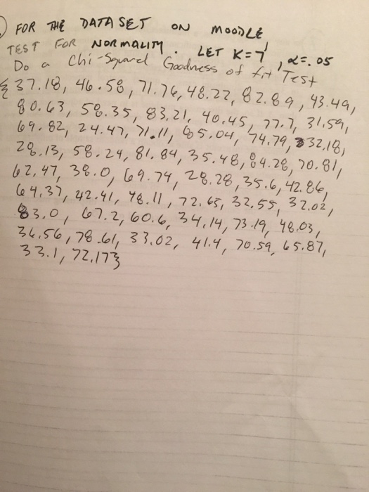 Solved FOR THE DATA SET ON MODLE TEXT FOR NORMALITY. LET K = | Chegg.com