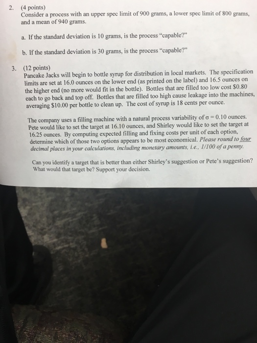 Solved 2. (4 points) Consider a process with an upper spec | Chegg.com