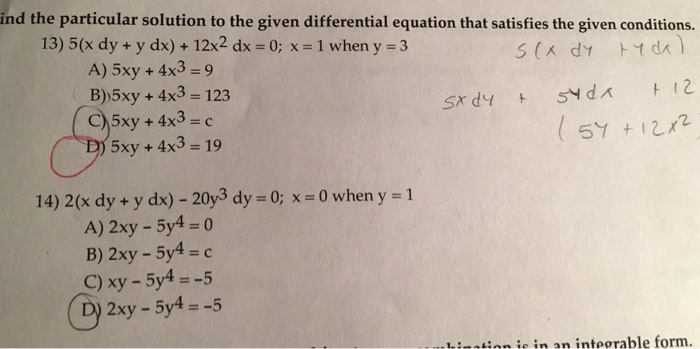 Solved Find the particular solution to the given | Chegg.com