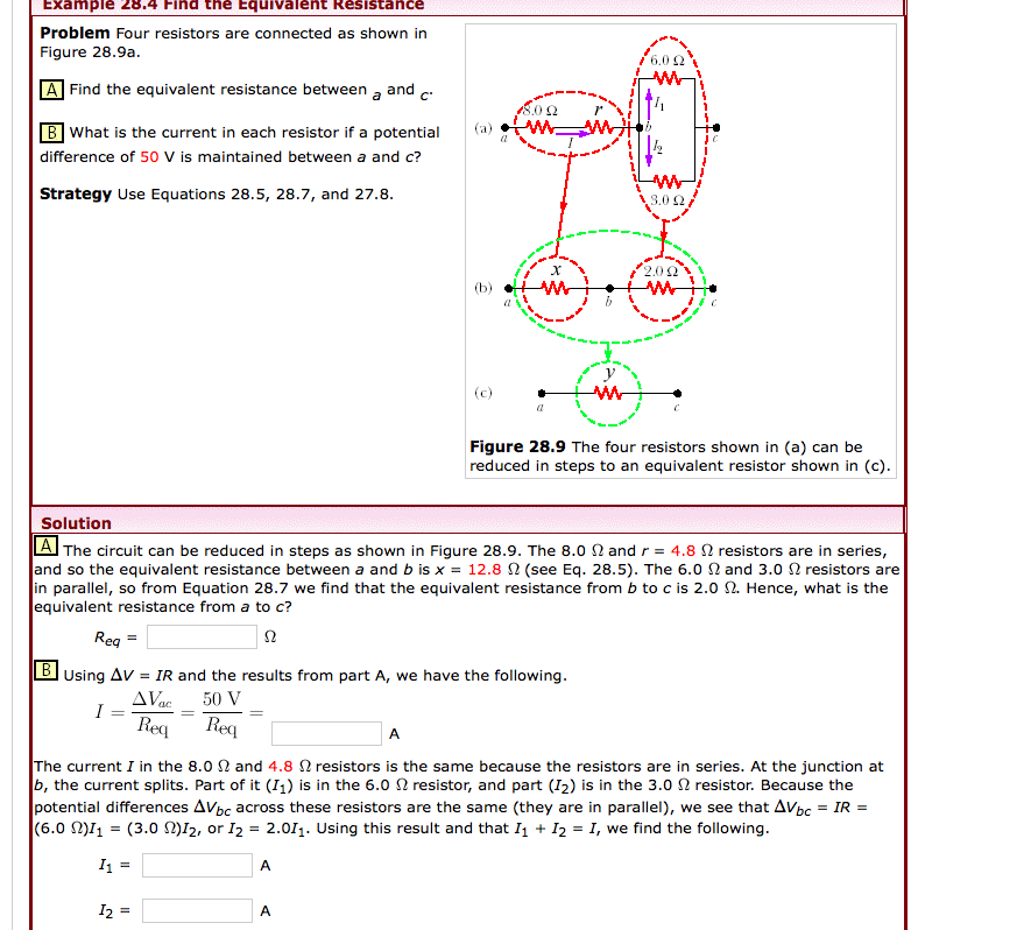 Solved Example 28.4 Find the Equivalent Resistance Problem | Chegg.com