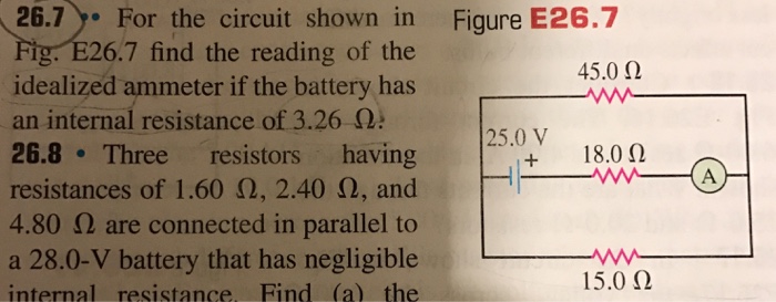 Solved For the circuit shown in Fig. E26.7 find the reading | Chegg.com