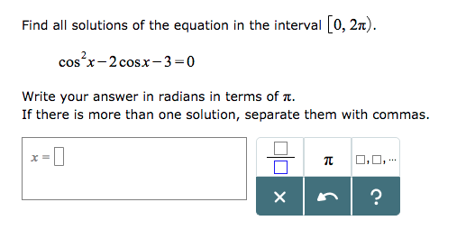 Solved Find all solutions of the equation in the interval | Chegg.com
