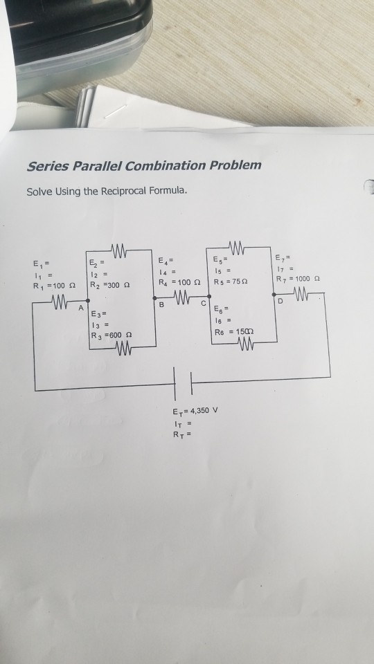 Solved Series Parallel Combination Problem Solve Using the | Chegg.com